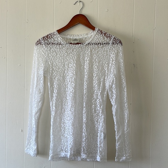 Ariat | Tops | Ariat Lace Semi Sheer Top Small S Shirt Blouse White ...